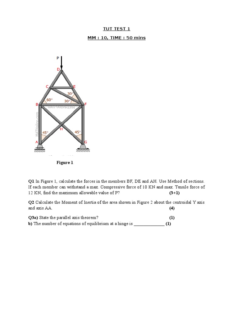 Tut Test 1 MM: 10, TIME: 50 Mins | PDF