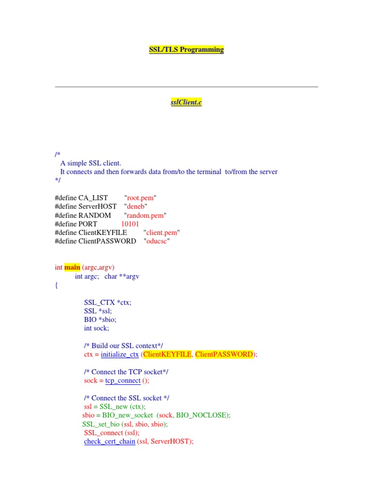 SSL/TLS Programming Guide for Simple Client and Server Examples | PDF ...
