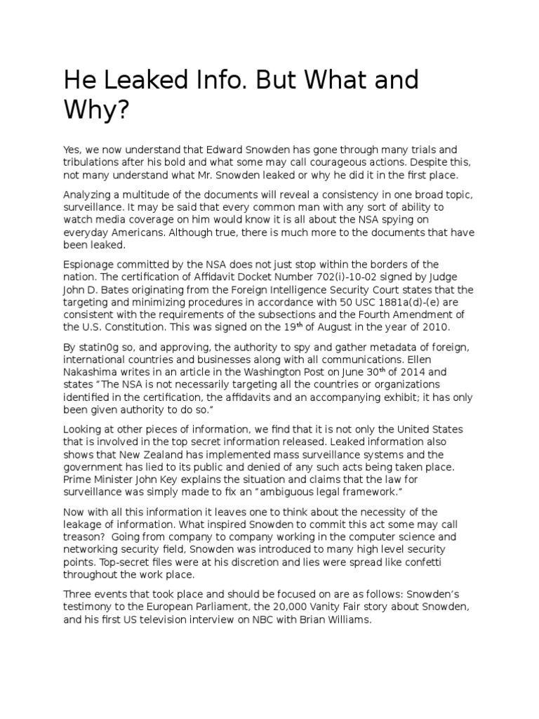 Nsa Leaked Why What | PDF | Edward Snowden | National Security Agency