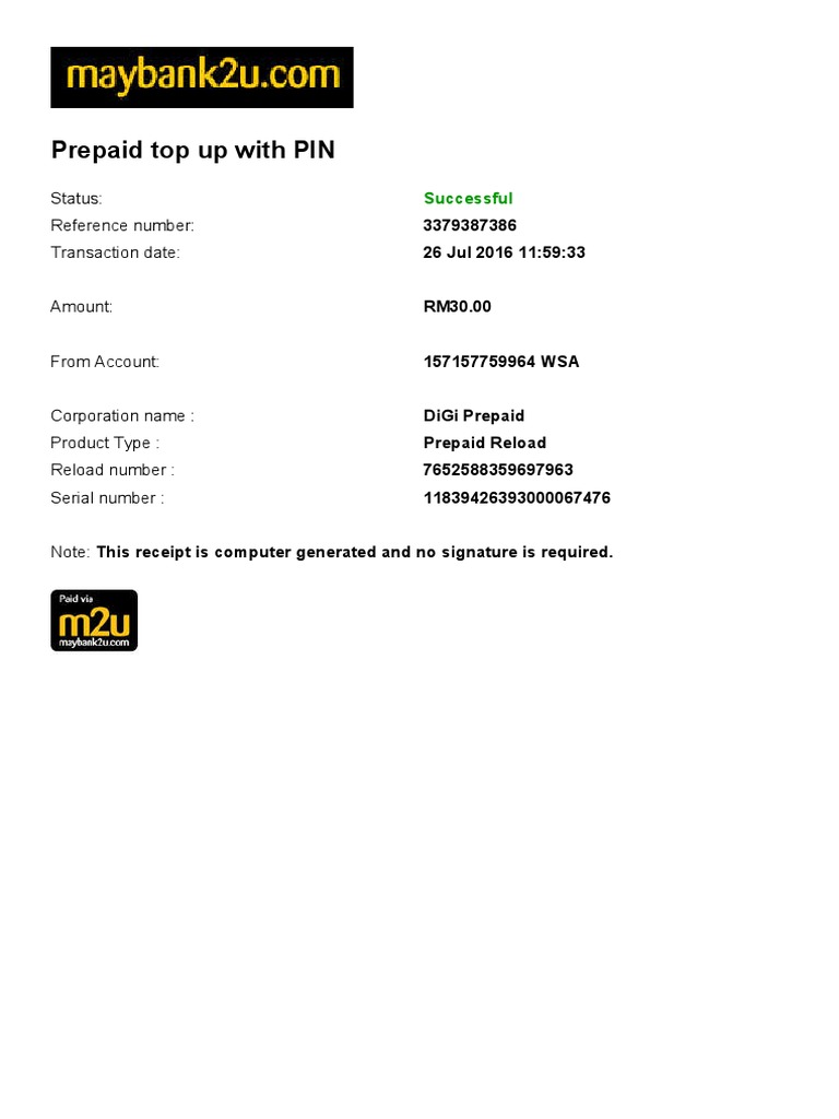 Prepaid Top Up With PIN: Successful | PDF