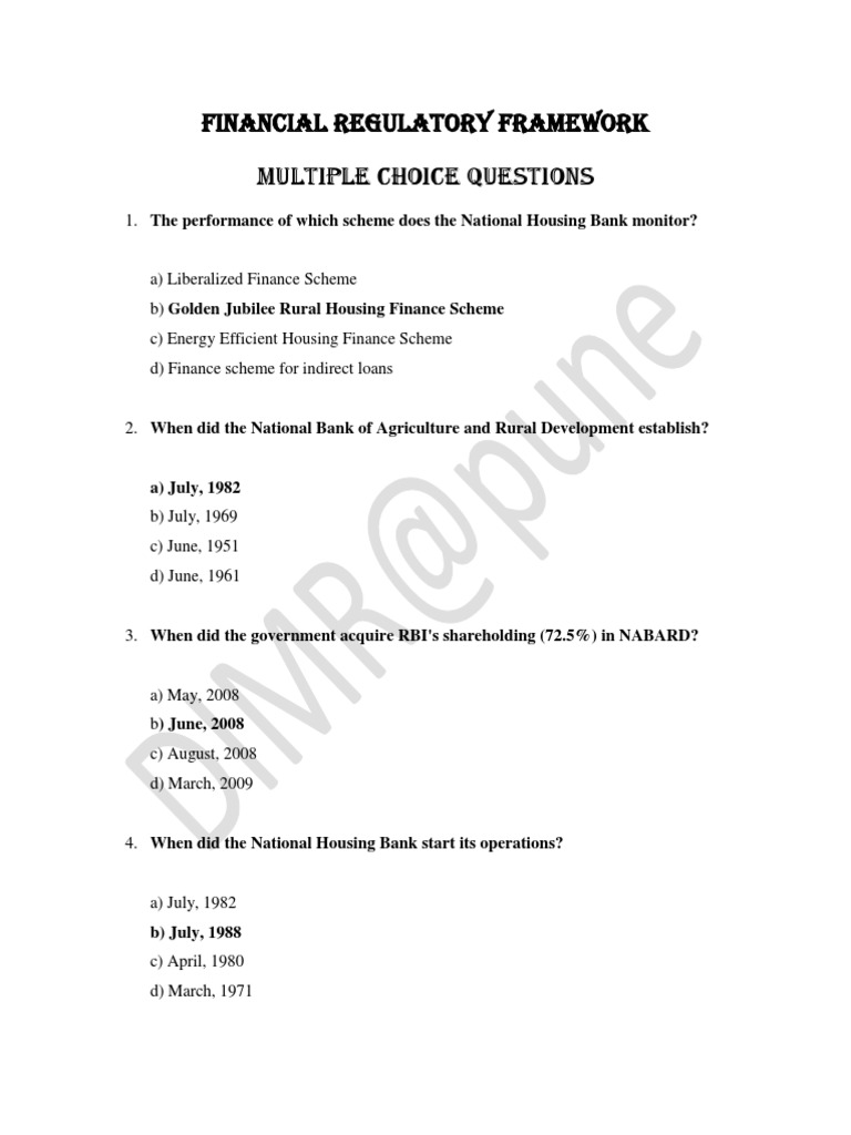 Financial Regulatory MCQs for Banking | PDF | American Depositary ...