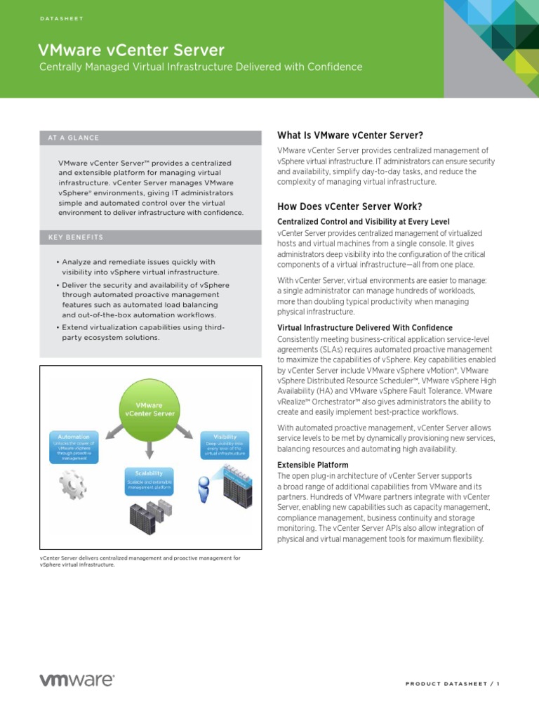 VMware Vcenter Server Datasheet PDF | PDF | V Mware | Virtual Machine VMware Vcenter Server Datasheet PDF | PDF | V Mware | Virtual Machine