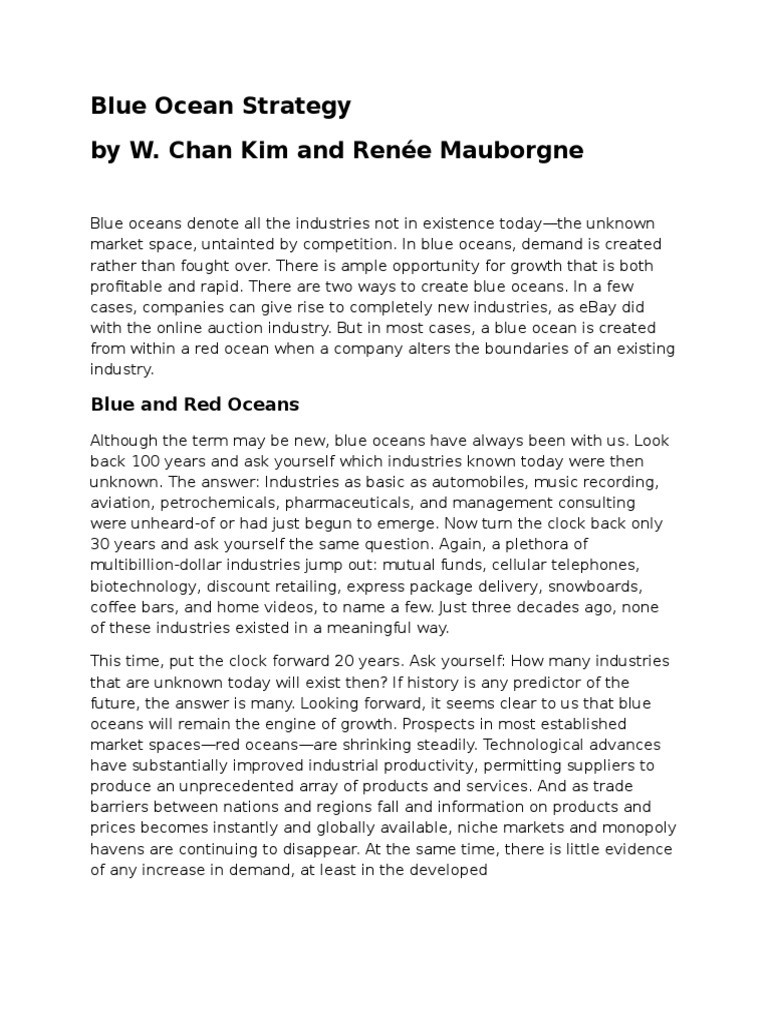 Blue Ocean Strategy | PDF