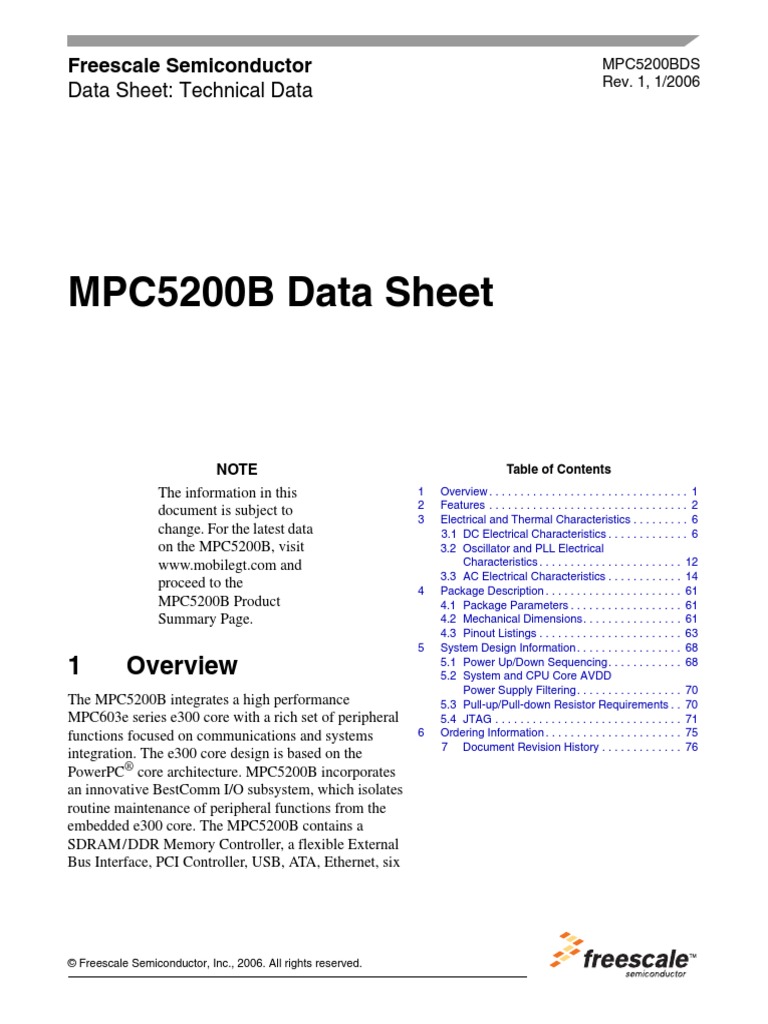 MPC5200CVR400B | PDF | Electrical Resistance And Conductance ...