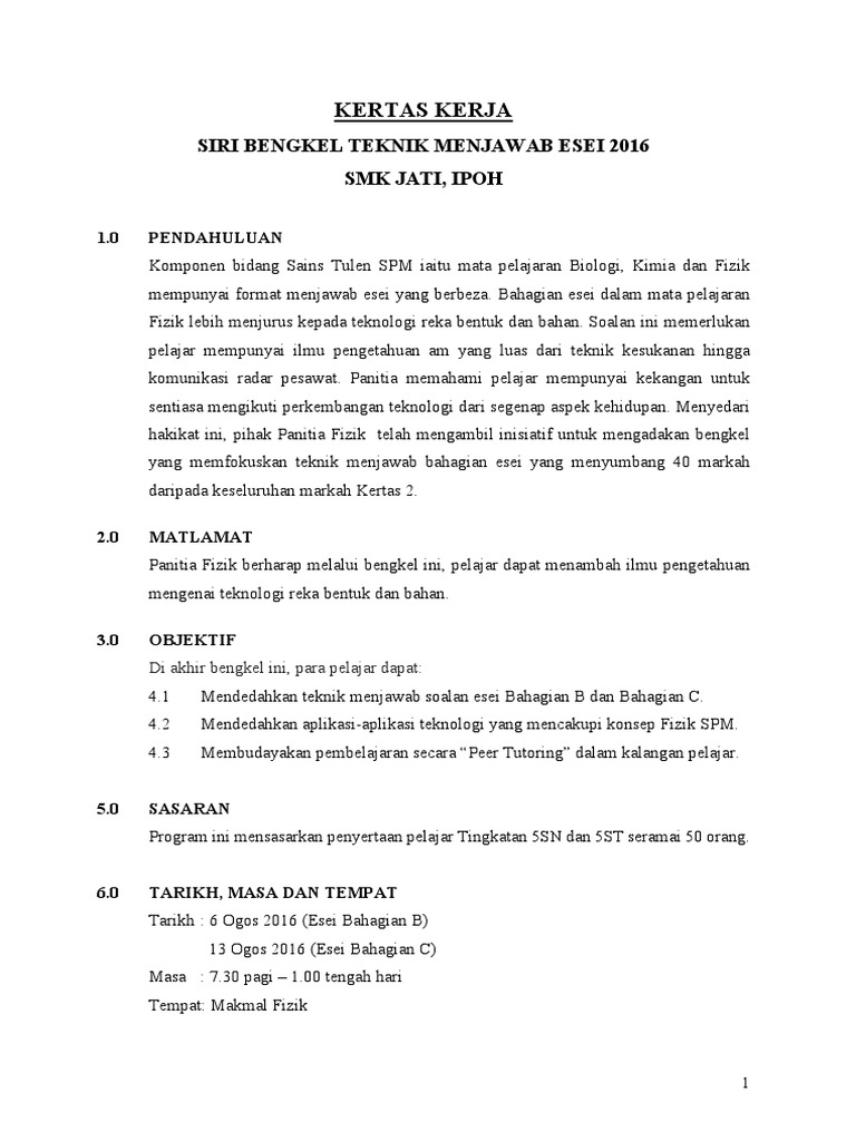 Kertas Kerja Bengkel Teknik Menjawab Esei | PDF