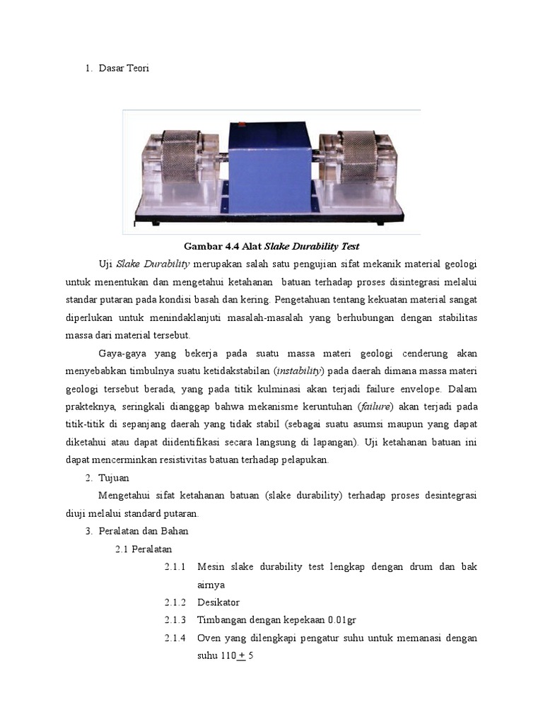Laporan Getek - Slake Durability Test | PDF