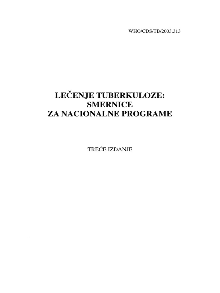 Lecenje Tuberkuloze - Smernice Za Nacionalne Programe PDF | PDF