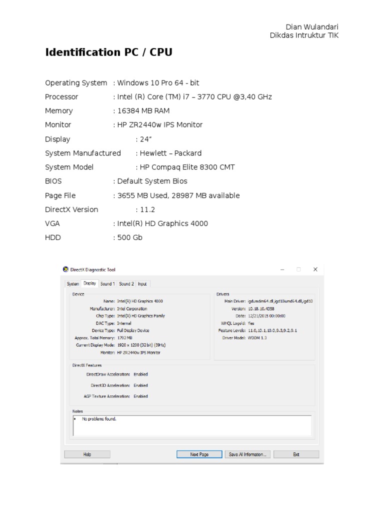 Identification PC / CPU | PDF