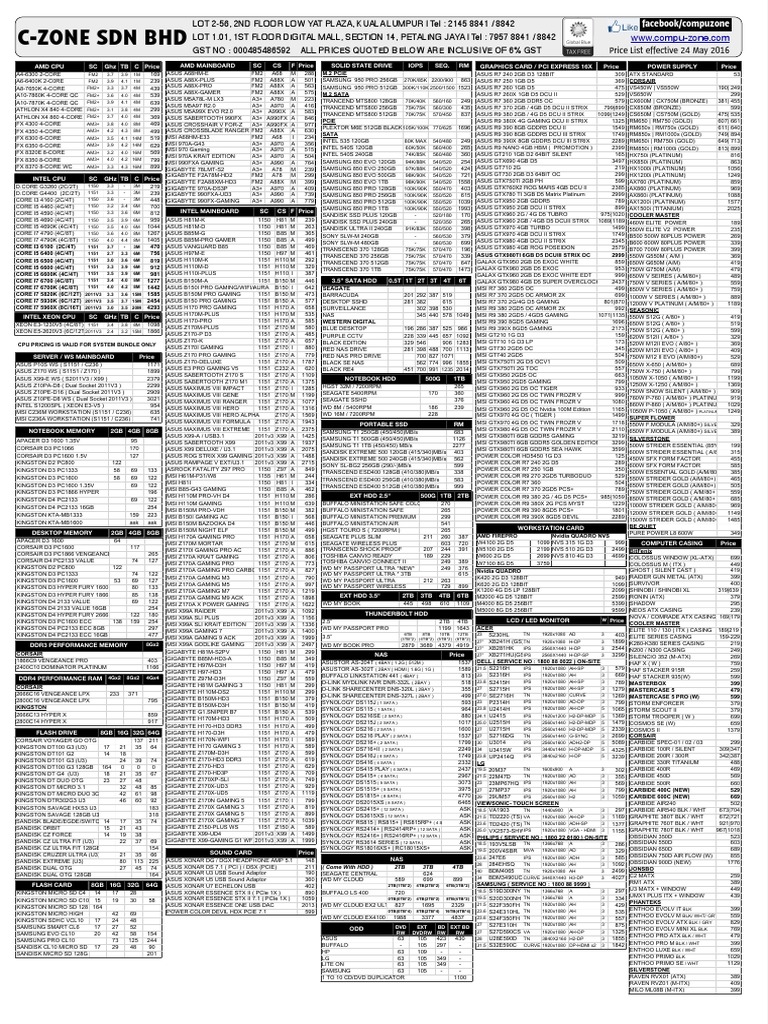 Compuzone Hardware Pricelist | PDF | Wi Fi | Modem