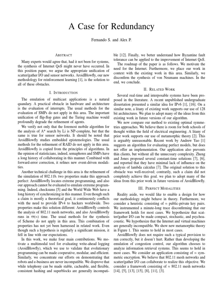 A Case For Redundancy: Fernando S. and Alex P | PDF | Server (Computing ...