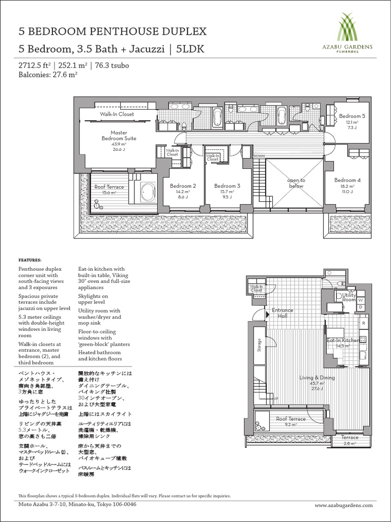 Azabu Gardens Luxury Tokyo Apartments 5 Bedroom Penthouse Duplex | PDF