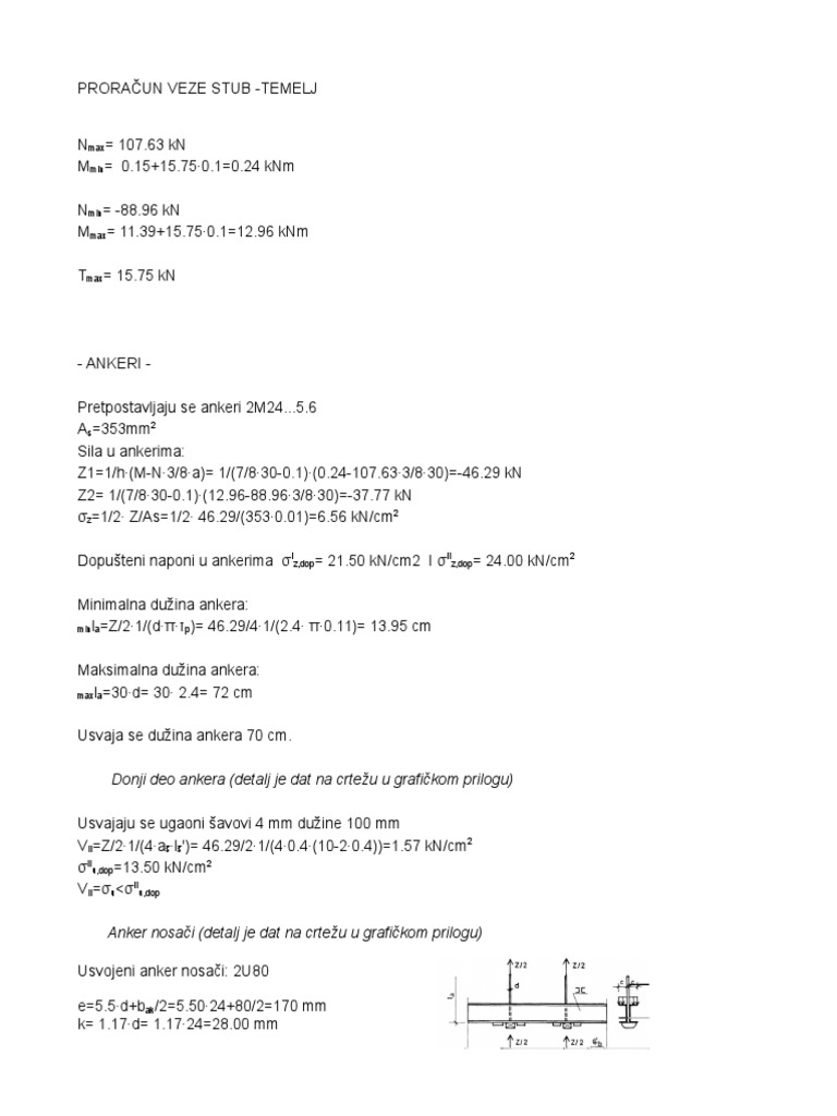 Proracun Veze Stub-Temelj | PDF