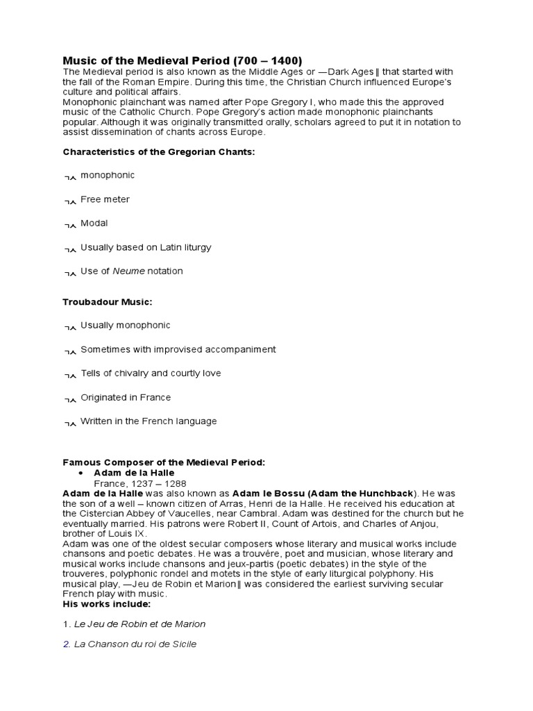 Medieval Gregorian Chants Music of the Middle Ages | PDF | Musicology ...