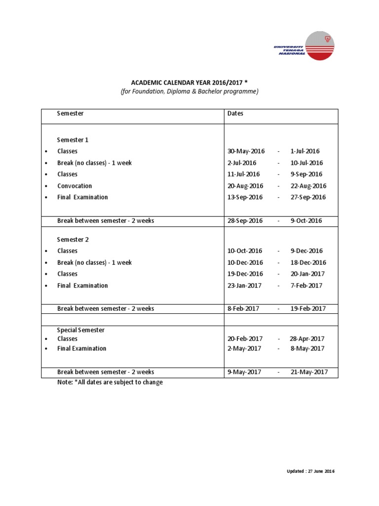 UNITE Academic Calendar 2016/2017 | PDF | Travel