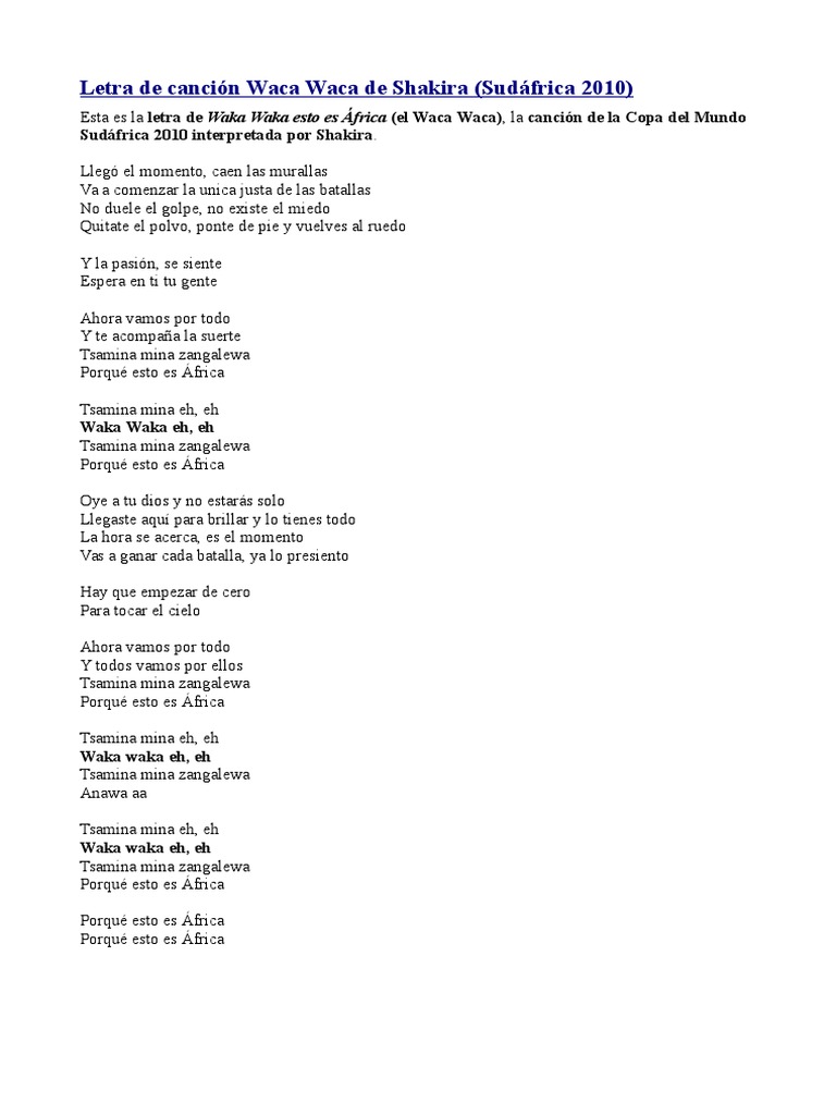 Letra Waca Waca | PDF
