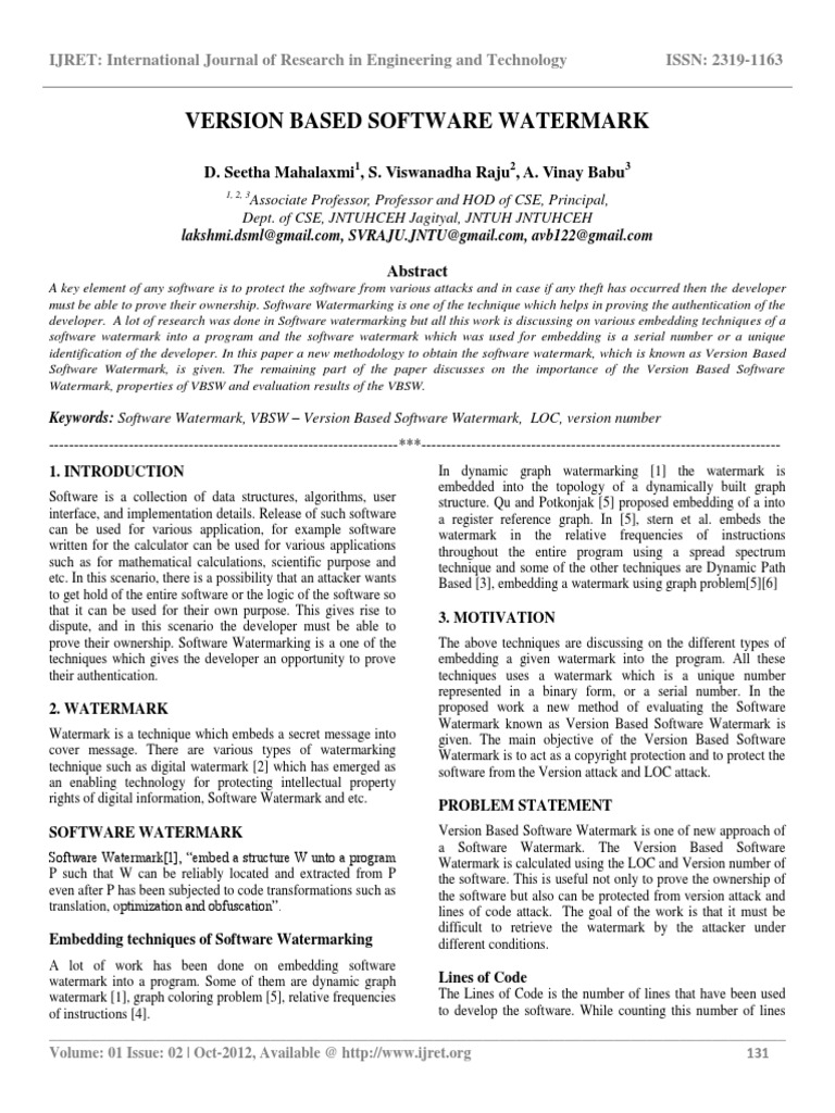 Version Based Software Watermark | PDF | Computers