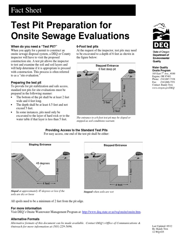 Test Pit Preparation for Sewage Evaluations | PDF