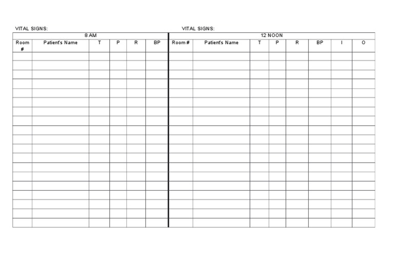 Vital Signs Sheet | PDF