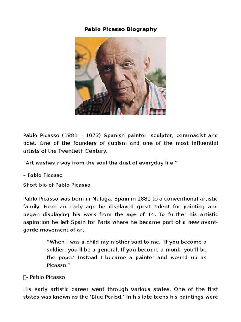 Pablo Picasso Biography | PDF | Pablo Picasso | Paintings