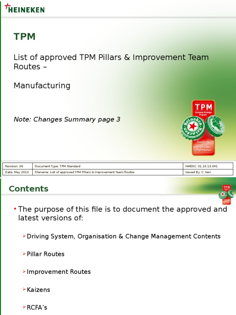 TPM Pillars and Improvement Routes Guide | PDF | Strategic Management ...