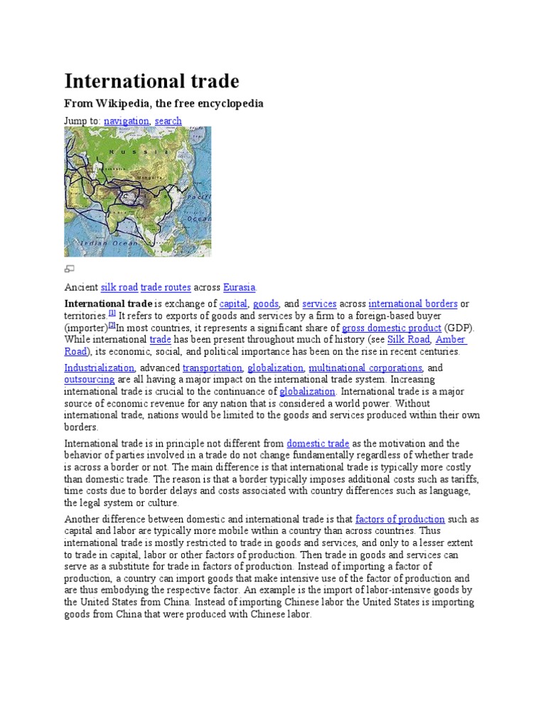 International Trade: From Wikipedia, The Free Encyclopedia | PDF ...