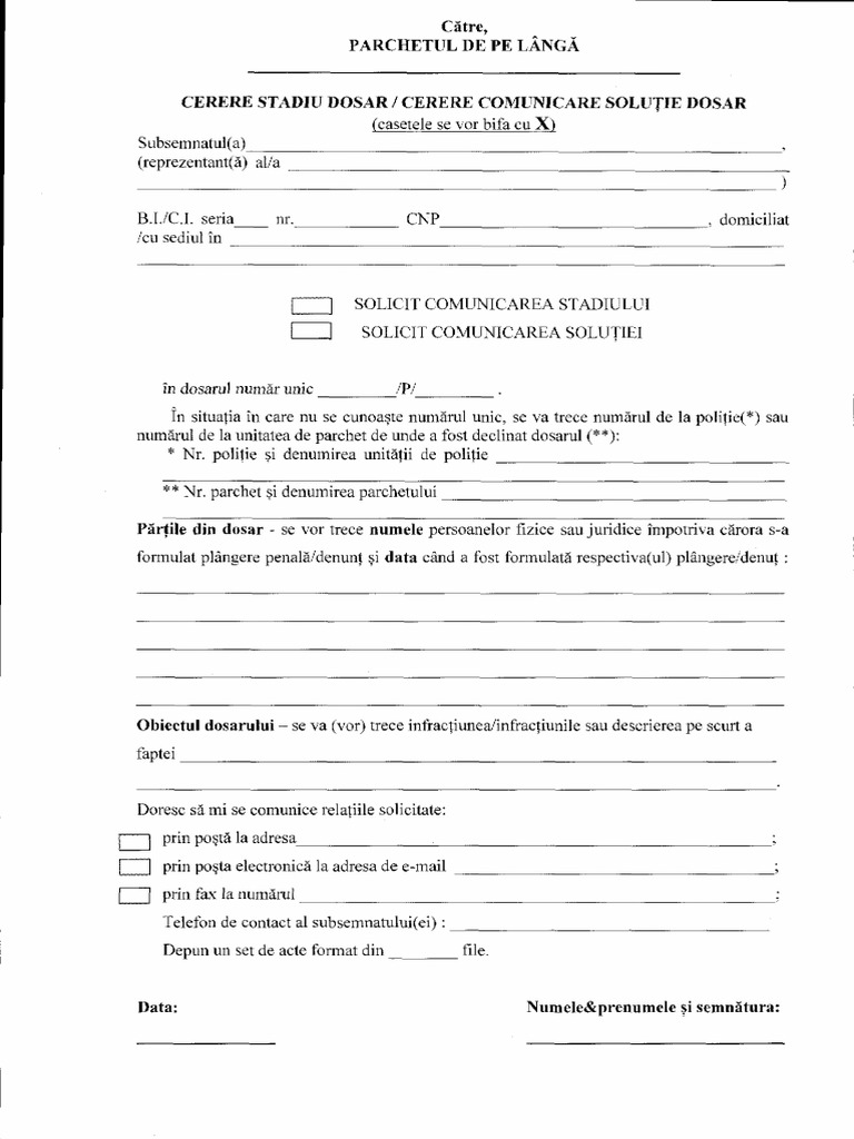 ANEXA 2 Cerere Stadiu-Solutie Dosar PDF | PDF