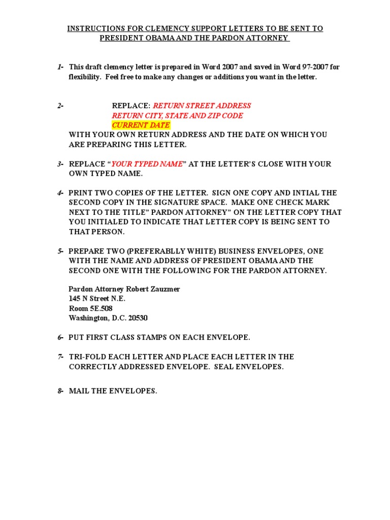 Instructions for Clemency _letter to President Obama