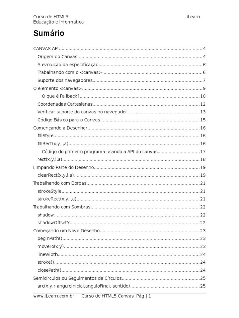 Apostila HTML5 Canvas v3 | PDF | Html5 | Script Java