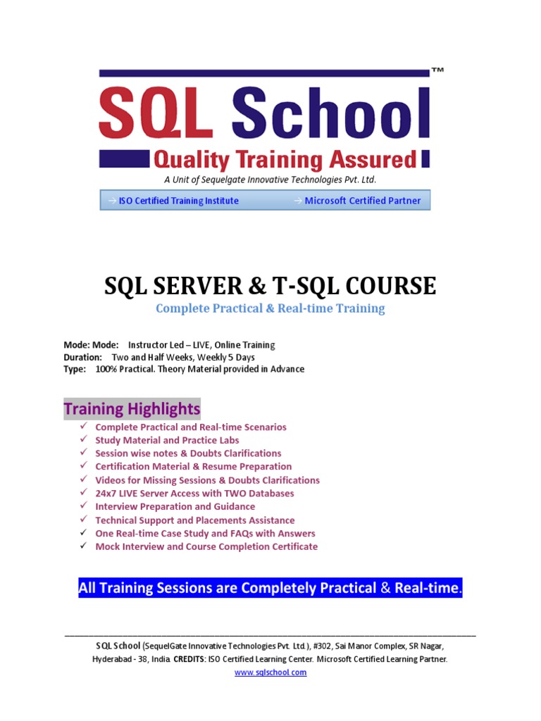SQL Server Online Training PDF | PDF | Database Index | Microsoft Sql ...