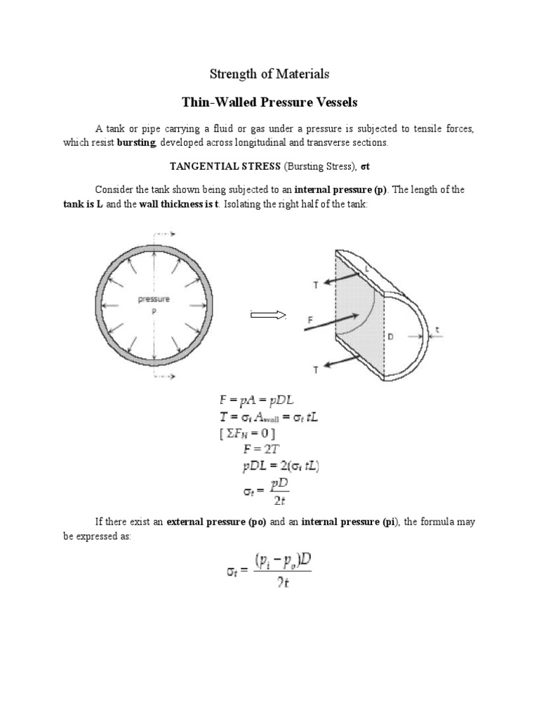 thin walled pressure vessels.docx | Stress (Mechanics) | Mechanical ...