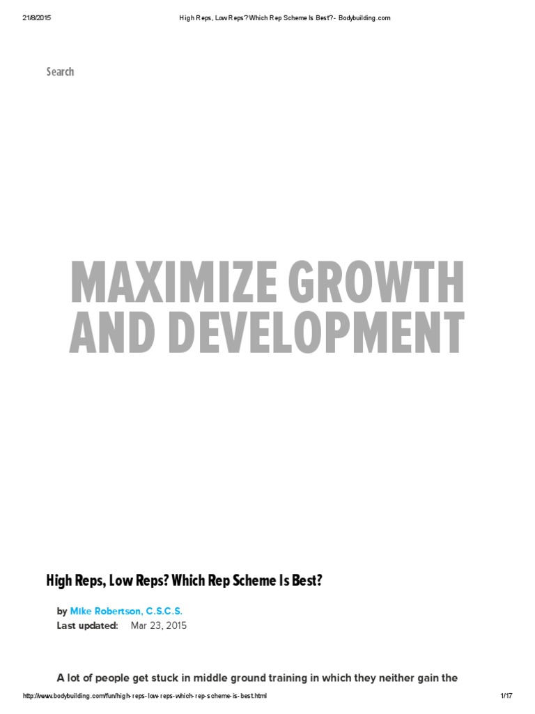 High Reps, Low Reps - Which Rep Scheme Is Best - Bodybuilding | PDF ...