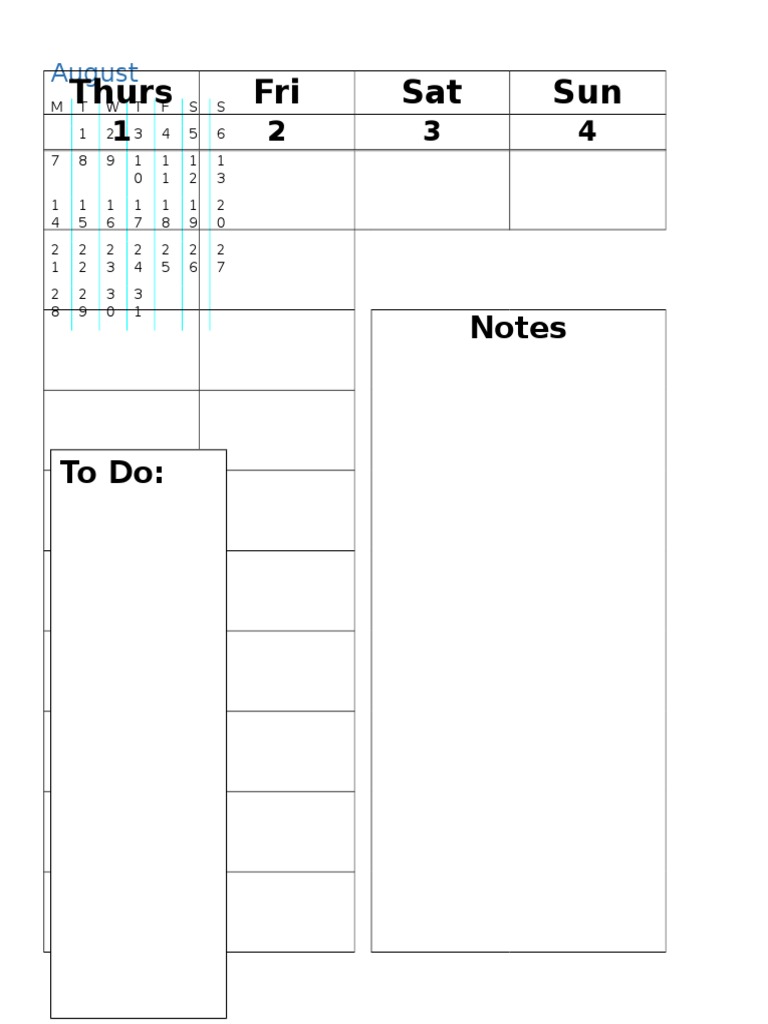 Weekly Calendar | PDF