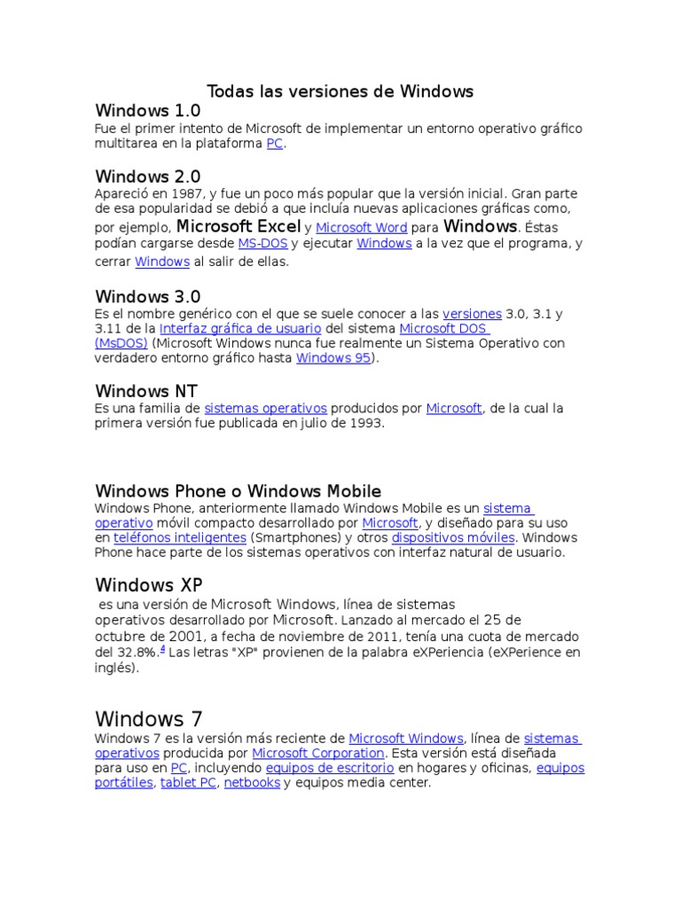 Todas Las Versiones de Windows | PDF | Windows 8 | Microsoft Windows
