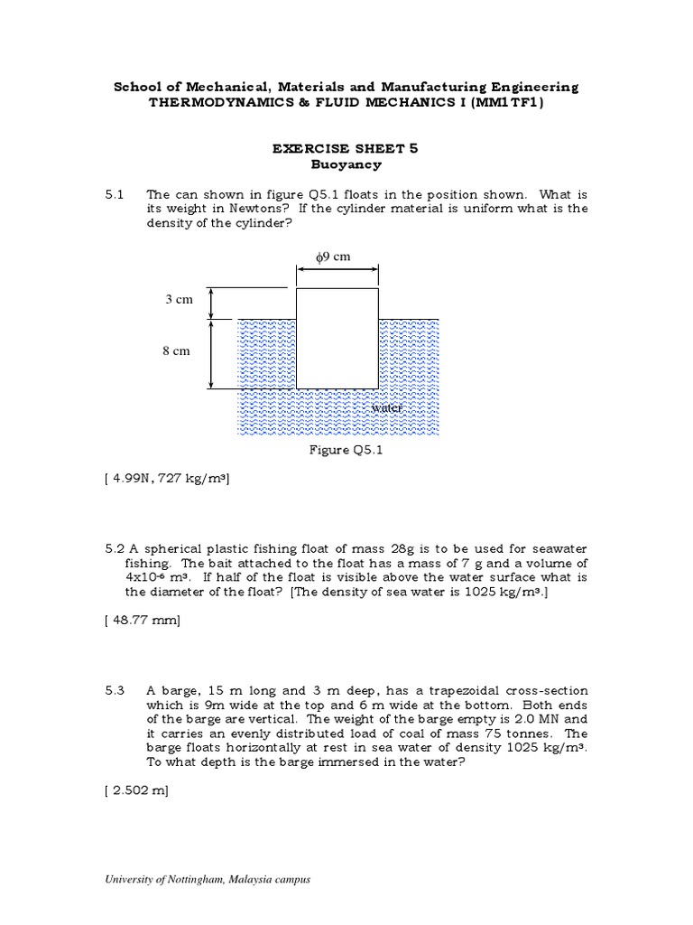 Examples 5 - Buoyancy
