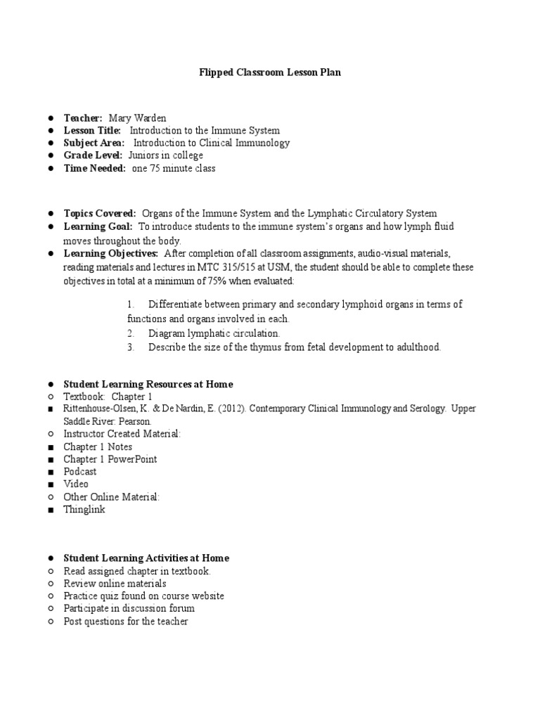 Flipped Classroom Lesson Plan | PDF | Self-Improvement