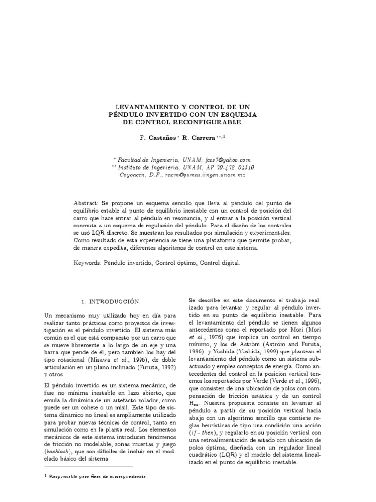Pendulo Invertido 1 | PDF