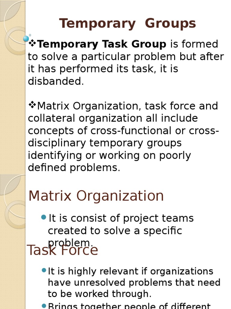 Temporary Groups: Temporary Task Group Is Formed | PDF | Employee ...