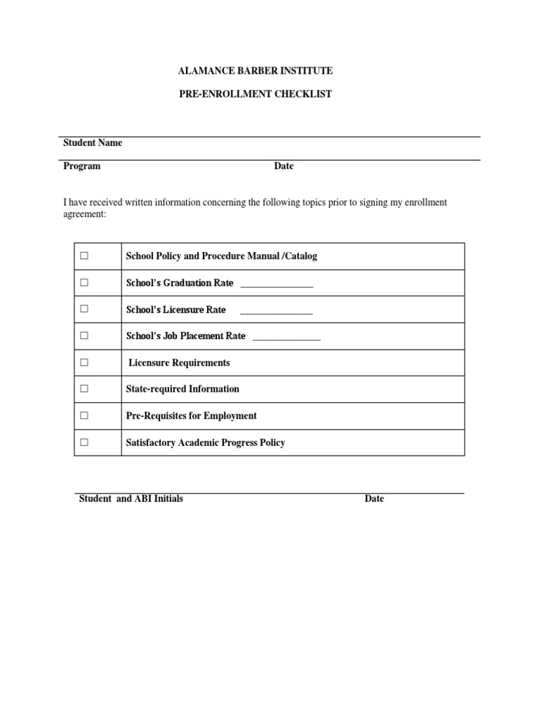 Pre-Enrollment Checklist | PDF