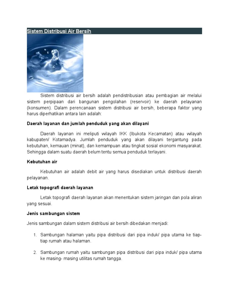 Sistem Distribusi Air Bersih | PDF