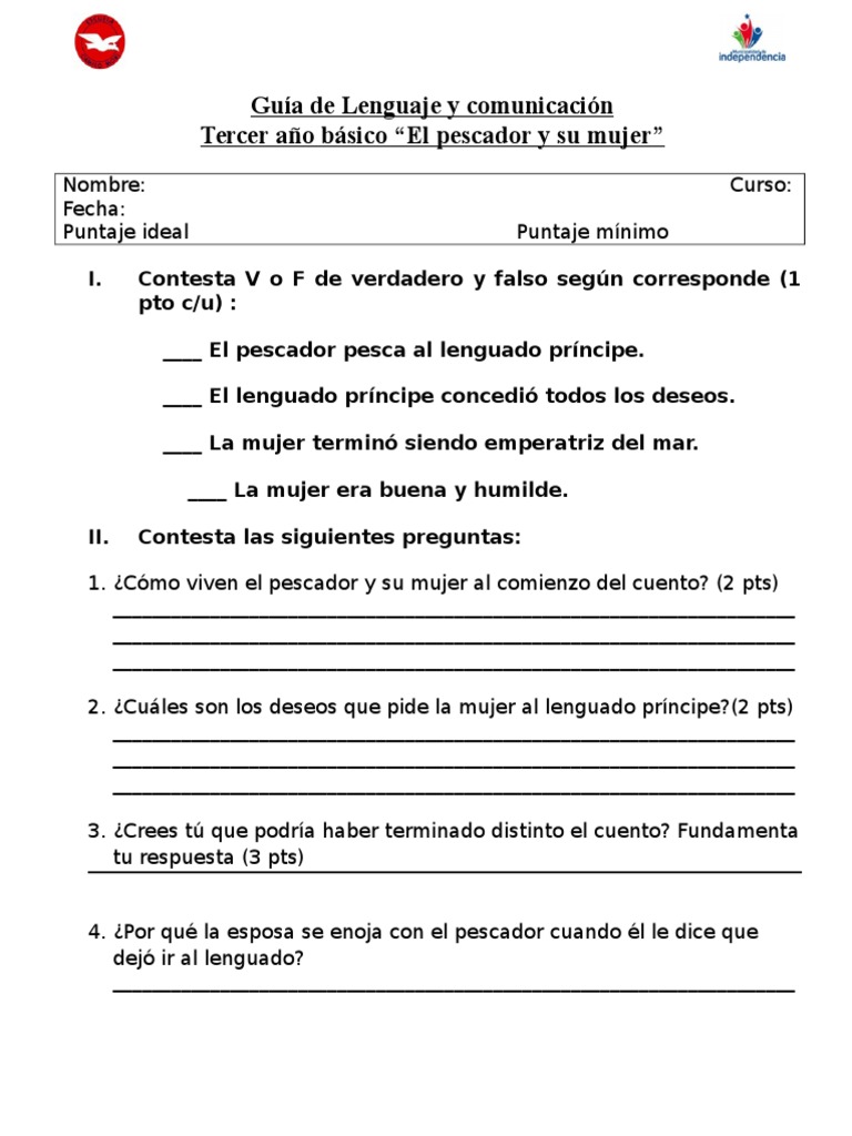 El Pescador y Su Mujer Guia de Trabajo | PDF
