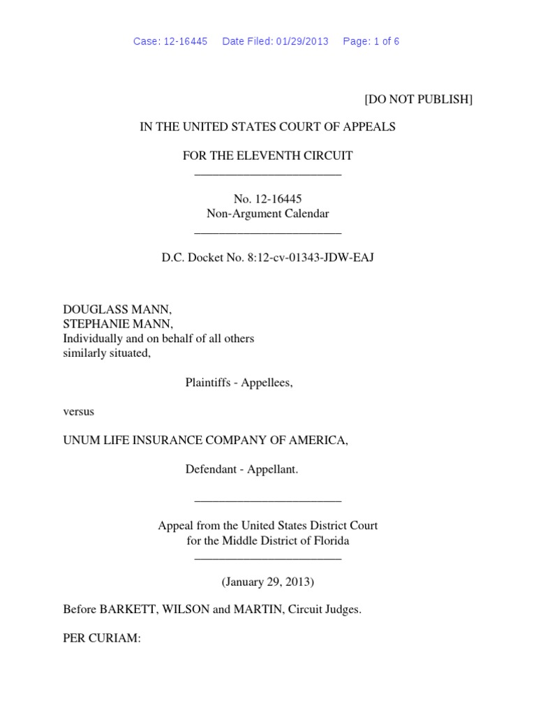 Unum Insurance Class Action Appeal | PDF | Amount In Controversy ...