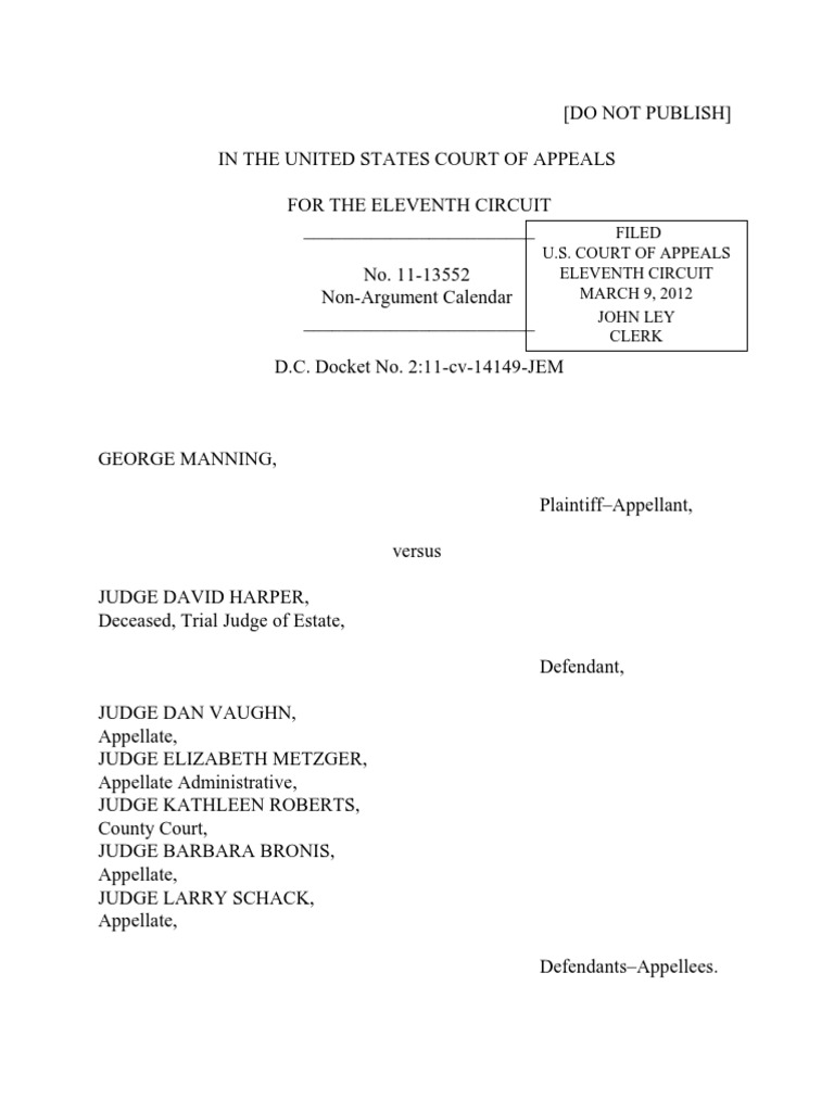 George Manning v. Judge Dan Vaughn, 11th Cir. (2012) | Lawsuit | State ...