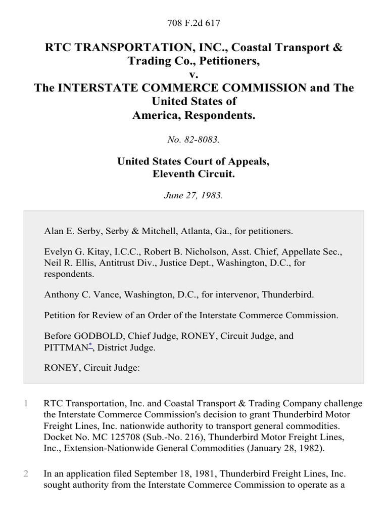 RTC Transportation, Inc., Coastal Transport & Trading Co. v. The ...