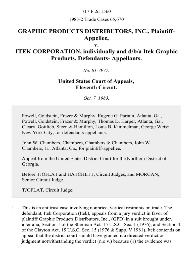Graphic Products Distributors, Inc. v. Itek Corporation, Individually ...