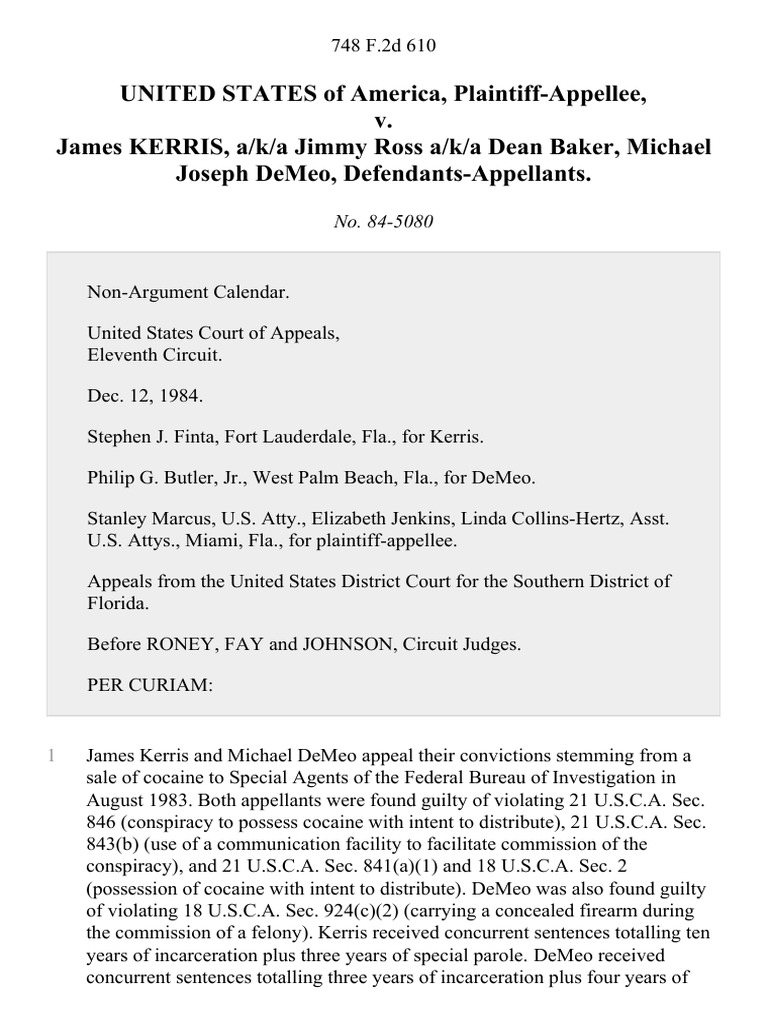 United States v. James Kerris, A/K/A Jimmy Ross A/K/A Dean Baker ...