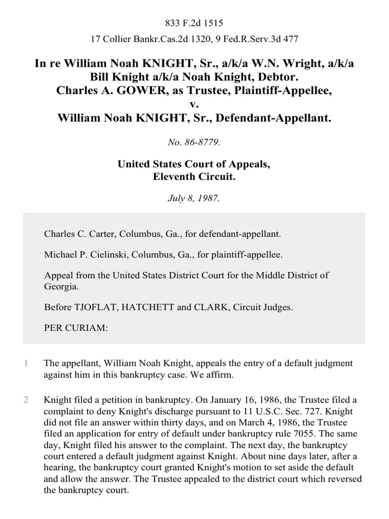 In Re William Noah Knight, SR., A/K/A W.N. Wright, A/K/A Bill Knight A ...