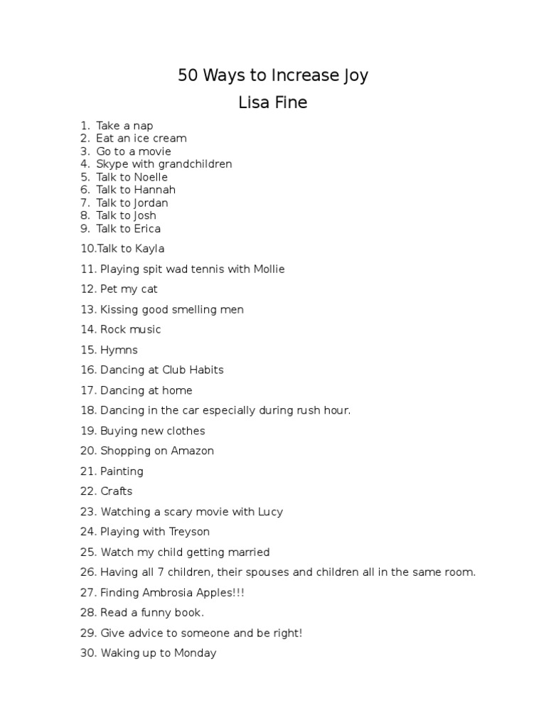 50 Ways To Increase Joy | PDF