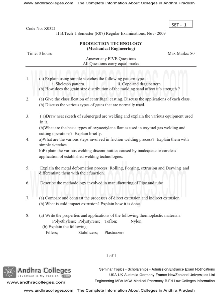 Production Technology (Mechanical Engineering) | PDF | Extrusion | Welding