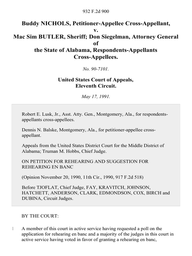 Buddy Nichols, Cross-Appellant v. Mac Sim Butler, Sheriff Don Siegelman ...
