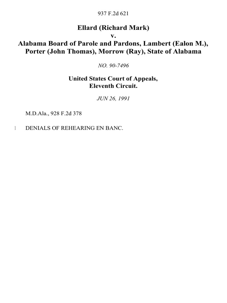 Ellard (Richard Mark) v. Alabama Board of Parole and Pardons, Lambert ...